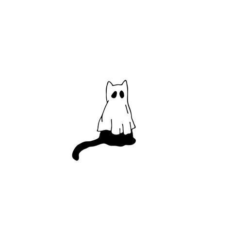 Cute Cat Wearing Halloween Costume Ghost Cat Hand Drawn Sketch Like Art Doodle Vector
