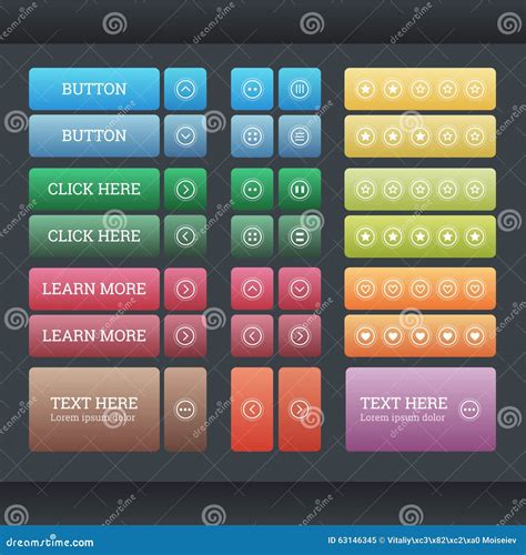 Set Of The Gradient Web Buttons Stock Vector Illustration Of Colorful