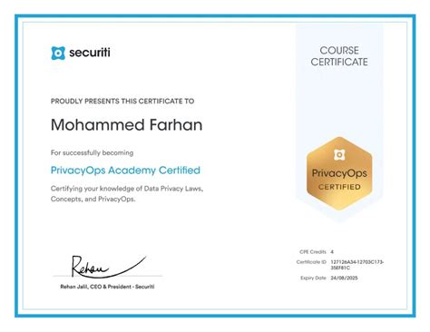 Mohammed Farhan On Linkedin Privacyops Certification