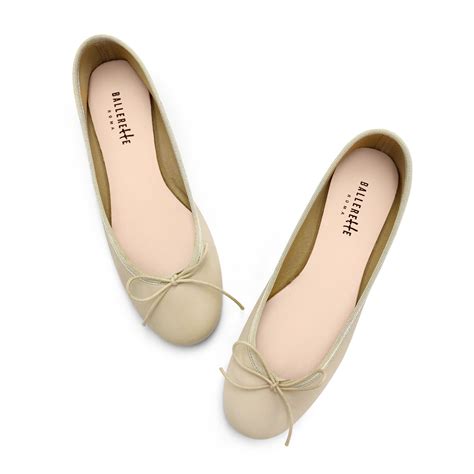 Beige Leather Ballet Flats Usballerettehalo