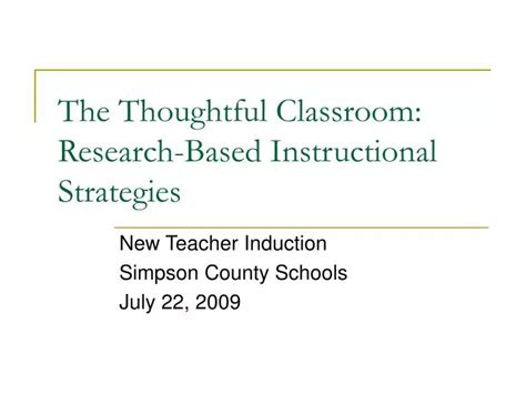 Ppt The Thoughtful Classroom Research Based Instructional Strategies Powerpoint Presentation