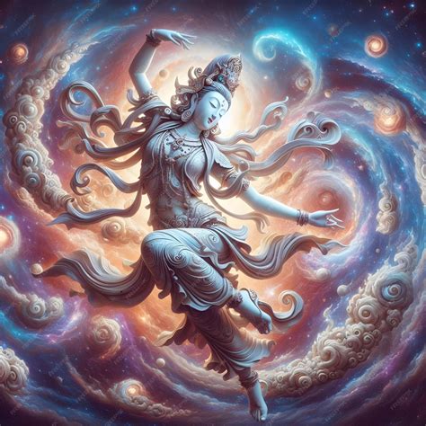 Premium Photo Ai Of Goddess Guanyin In A Galaxy Dance Symbolizing The
