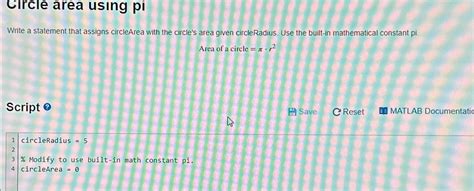 Solved Circle Area Using PiWrite A Statement That Assigns Chegg Com