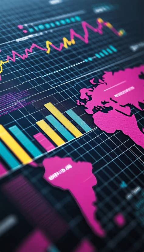 Global Financial Data Analysis Vector Illustration With Charts Graphs And World Map Stock