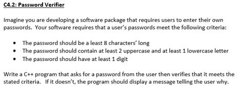 Solved C42 Password Verifier Imagine You Are Developing A