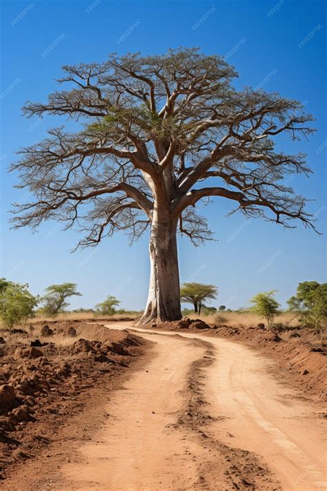 Premium Photo Baobab Tree With Its Thick Trunk And Sparse Canopy
