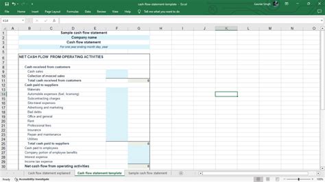 Cash Flow Statement Model With Sample Eloquens