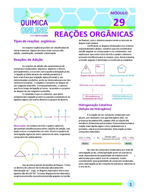 Apostila Reações Orgânicas Download Grátis Pdf Alceno Reações