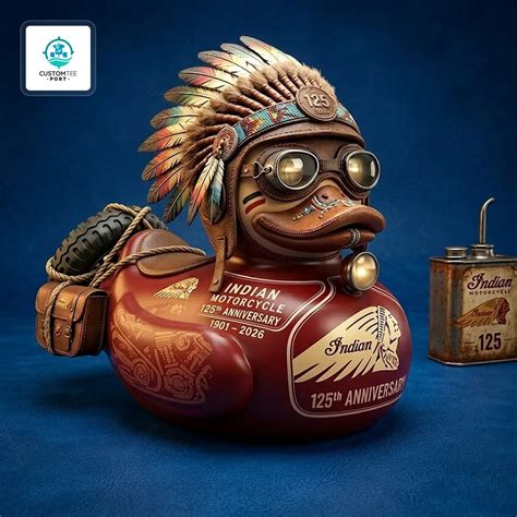 Indian Motorcycle 125th Anniversary Commemorative Vintage Rider Rubber