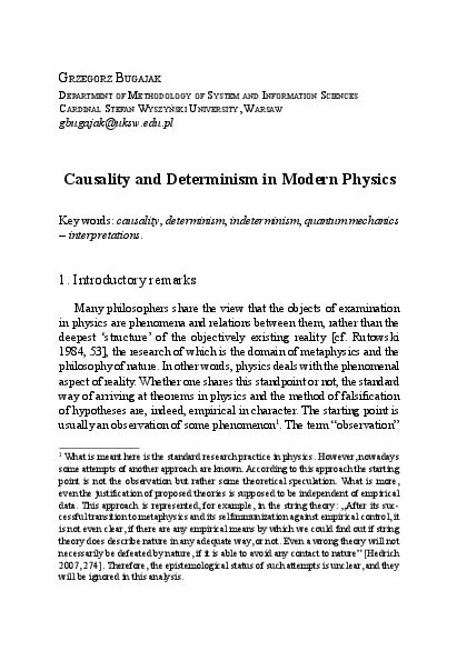 Pdf Causality And Determinism In Modern Physics