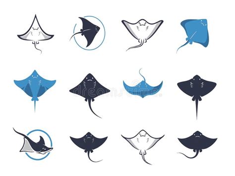 Print Stingray Collection Simple Logo Set Bundle Vector Illustration