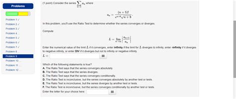 Solved 1 Point Consider The Series ∑n1an Where