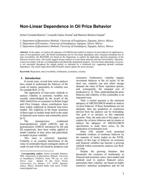 non linear dependence oil price pdf