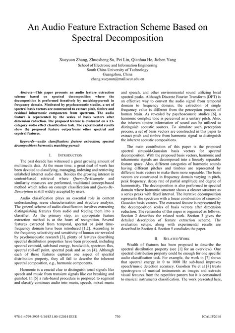 Pdf An Audio Feature Extraction Scheme Based On Spectral Decomposition