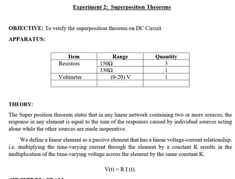 Solved CONCLUSION Experiment Superposition Theorems Chegg