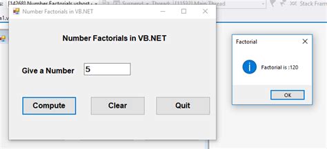 Free Programming Source Codes And Computer Programming Tutorials Number Factorial In Vbnet