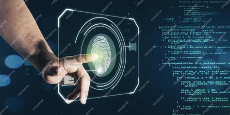 Premium Photo Businessperson Hand Pointing At Glowing Finger Print