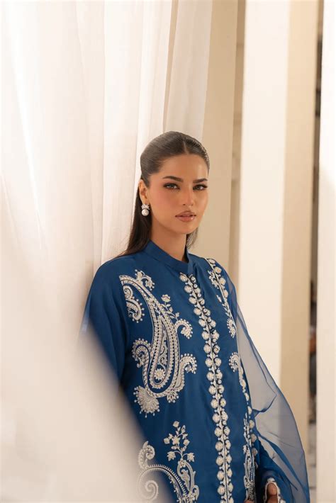3 Piece Embroidered Raw Silk Suit