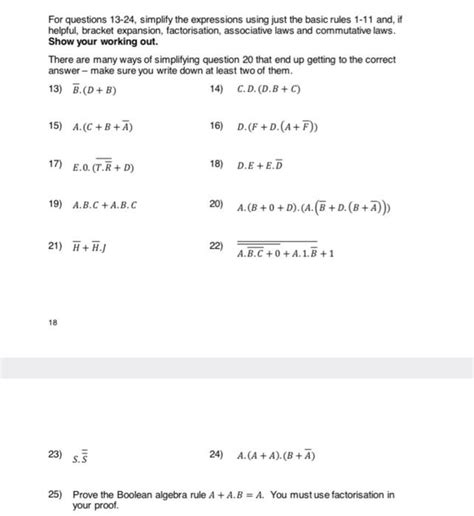 Solved For Questions Simplify The Expressions Using Chegg Com