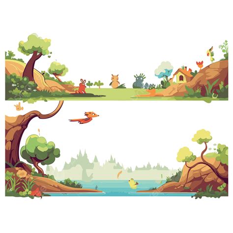 페이지 구분선 벡터 스티커 클립 아트 야생 생활 만화 배너 오리와 함께 설정 상표 클립 아트 Png 일러스트 및 벡터 에 대한 무료 다운로드 Pngtree