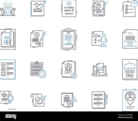 White Papers Line Icons Collection Research Analysis Trends