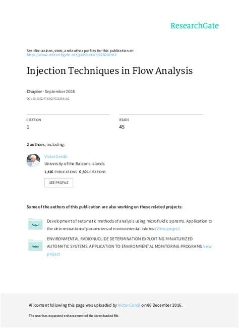 Pdf Injection Techniques In Flow Analysis