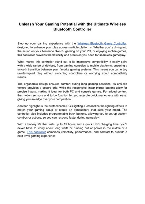 Ppt Unleash Your Gaming Potential With The Ultimate Wireless Bluetooth Controller Powerpoint