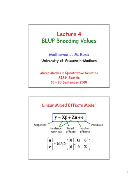 Blup Breeding Values Quantitative Genetics Wsu Lecture Pdf Statistical Theory Applied