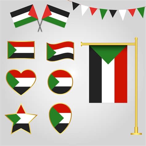 Premium Vector Vector Collection Of Sudan Flag Emblems And Icons In Different Shapes Vector
