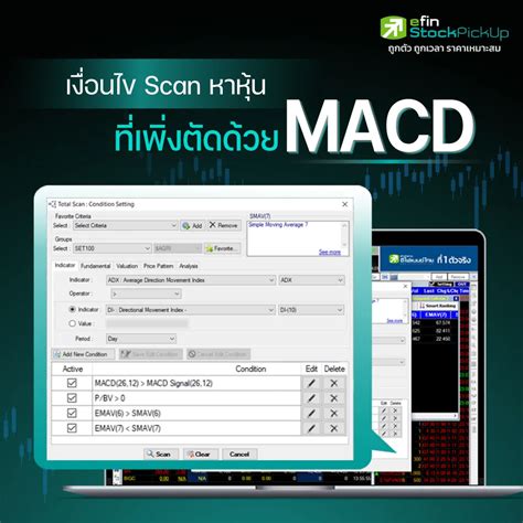 Scan หาหุ้นที่เพิ่งตัดด้วย Macd Efin