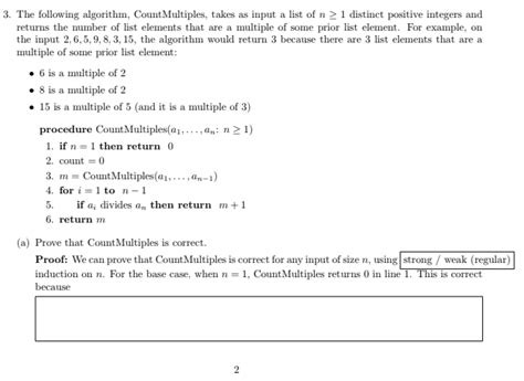 Solved 3 The Following Algorithm Countmultiples Takes As