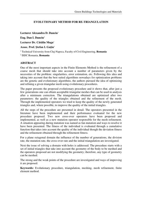 Pdf Evolutionary Method For Re Triangulation