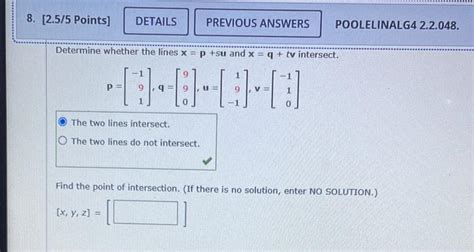 solved determine whether the lines x p su and x q tv