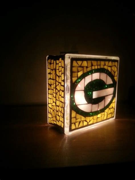 Green Bay Packer Glass Block Mosaic Light