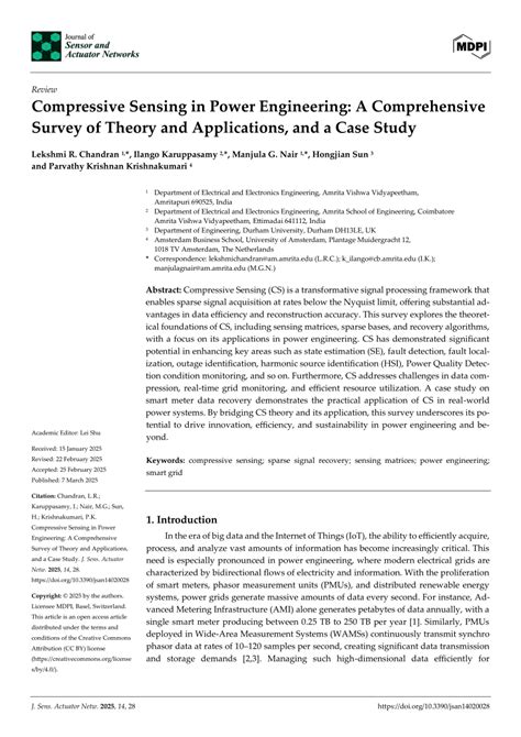 Pdf Compressive Sensing In Power Engineering A Comprehensive Survey Of Theory And