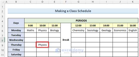 How To Make A Class Schedule On Excel Step By Step Procedures