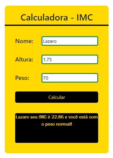 Github Lazarohenrique3projeto Calculadora Imc Projeto De Uma
