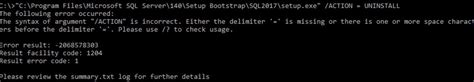 Sql Server Setup Error The Syntax Of Argument Action Is Incorrect