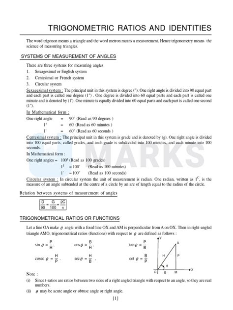 03 Trigonometric Ratios Formula Sheets Getmarks App Removed Pdf Trigonometry Trigonometric