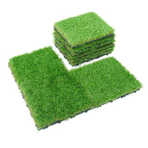 Caphaus 1 Ft X 1 Ft Artificial Grass Tiles Self Draining