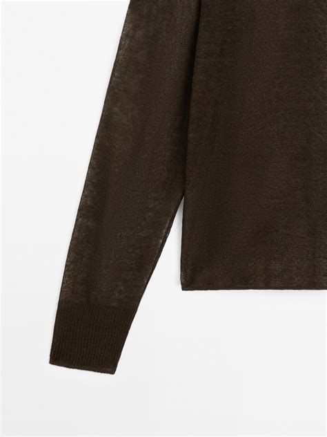린넨 블렌드 세미 시어 니트 스웨터 · 초콜릿 화이트 · 스웨터 Massimo Dutti