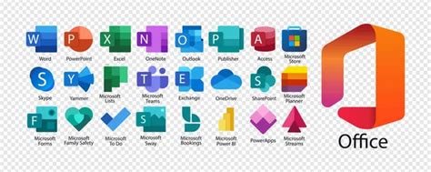 Microsoft Office 365 Excel Powerpoint Publisher Sway Outlook Sharepoint Access Stock Vector