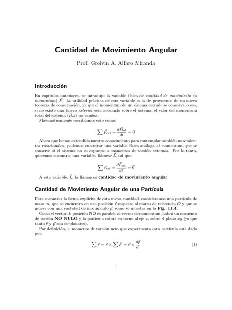Teoría Cantidad De Movimiento Angular Pdf Momento Angular Rotación Teoría Cantidad De Movimiento Angular Pdf Momento Angular Rotación