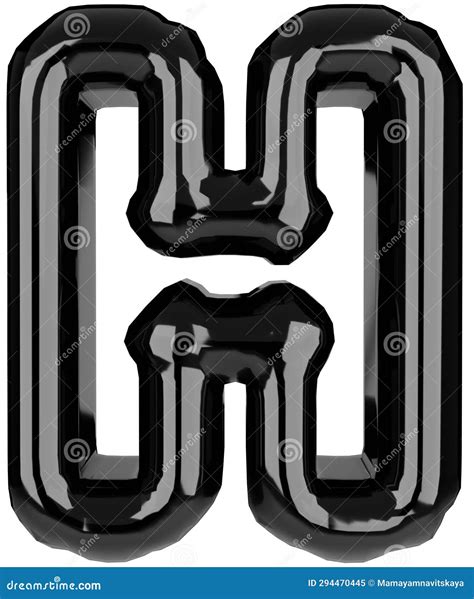 Glossy Inflated Black Color Letter H Uppercase Illustration. 3D Render ...