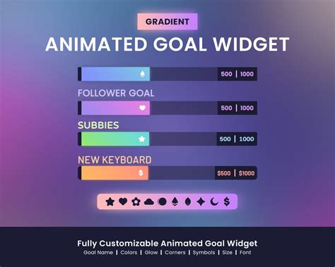 Gradient Animated Goal Widget Goal Tracker Obs Stream Assets Cute Kawaii Minimal