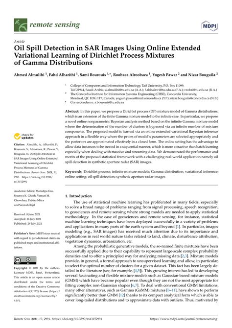 Pdf Oil Spill Detection In Sar Images Using Online Extended