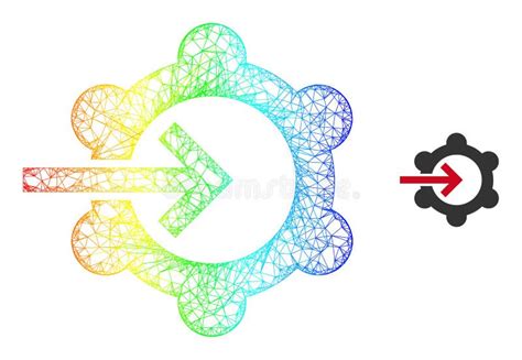Hatched Gear Wheel Integration Mesh Icon With Spectrum Gradient Stock