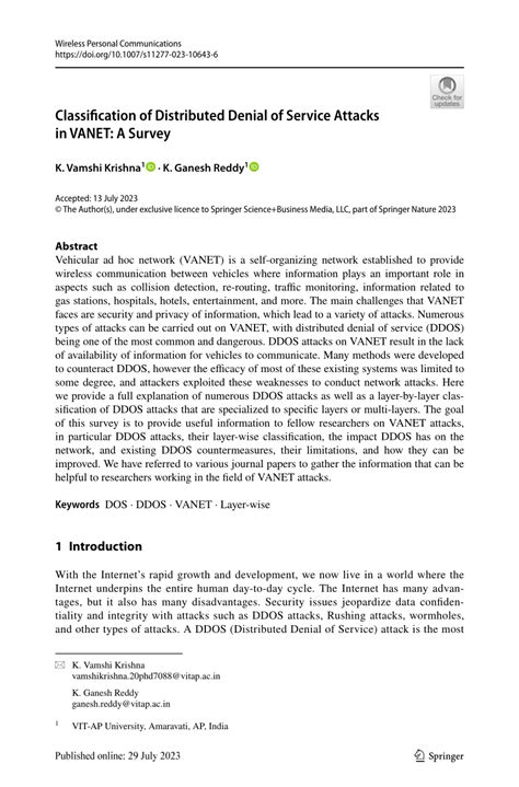 Pdf Classifcation Of Distributed Denial Of Service Attacks