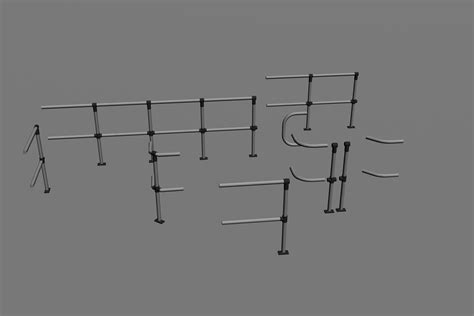 Modular Handrails Free Vr Ar Low Poly 3d Model Cgtrader
