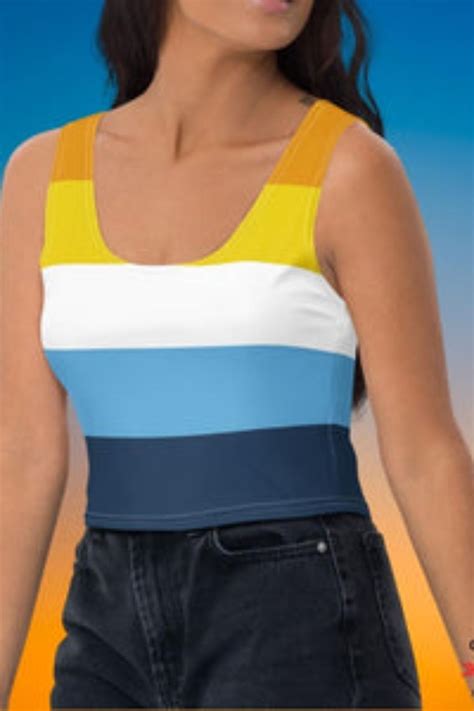 Aroace Sunset Flag Crop Top Pride Outfit Pride Wear Pride Tank Tops